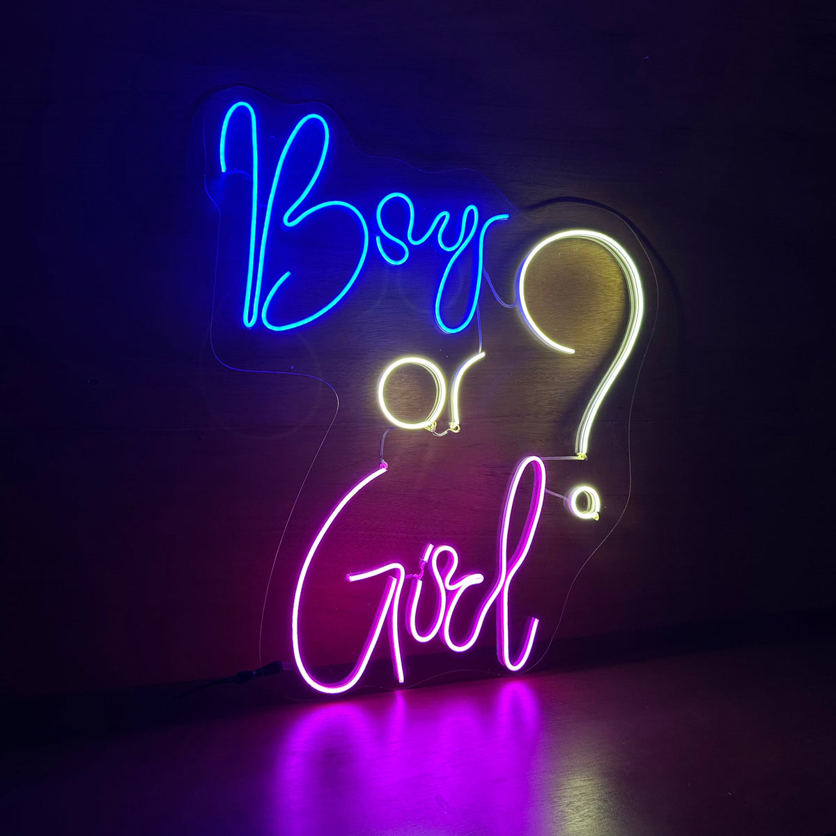 Letrero Led Neón con la Frase Boy Or Girl En Luz Cálida, Azul y Rosa ...
