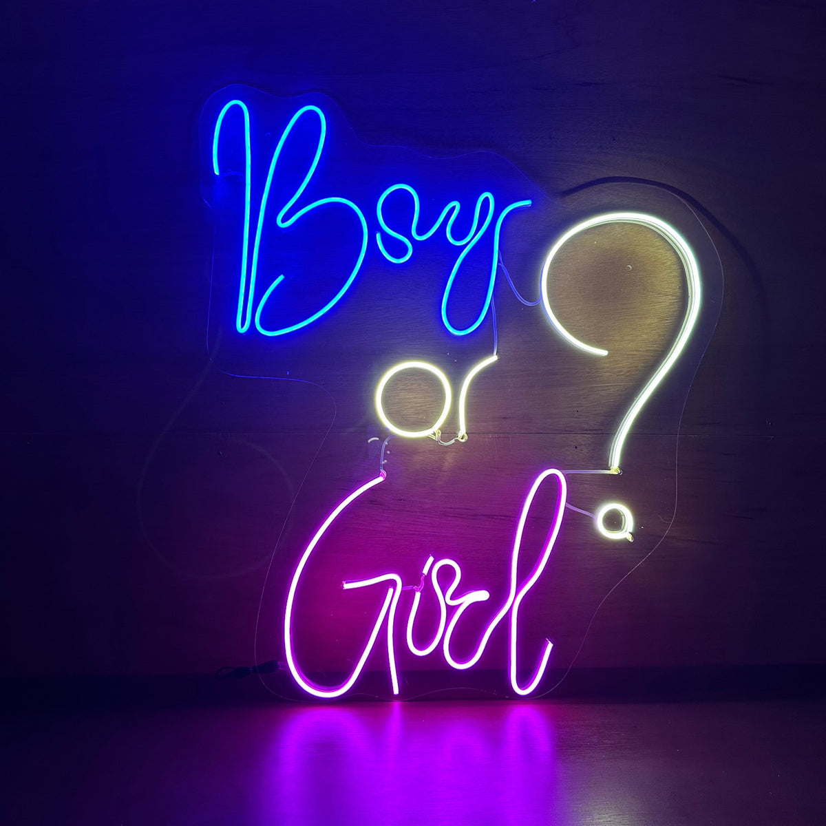 Letrero Led Neón con la Frase Boy Or Girl En Luz Cálida, Azul y Rosa ...